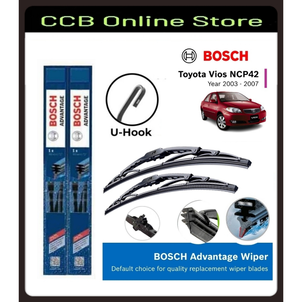 Bosch Advantage Wiper Set For Toyota Vios NCP42 2003 - 2007 (20inch x ...