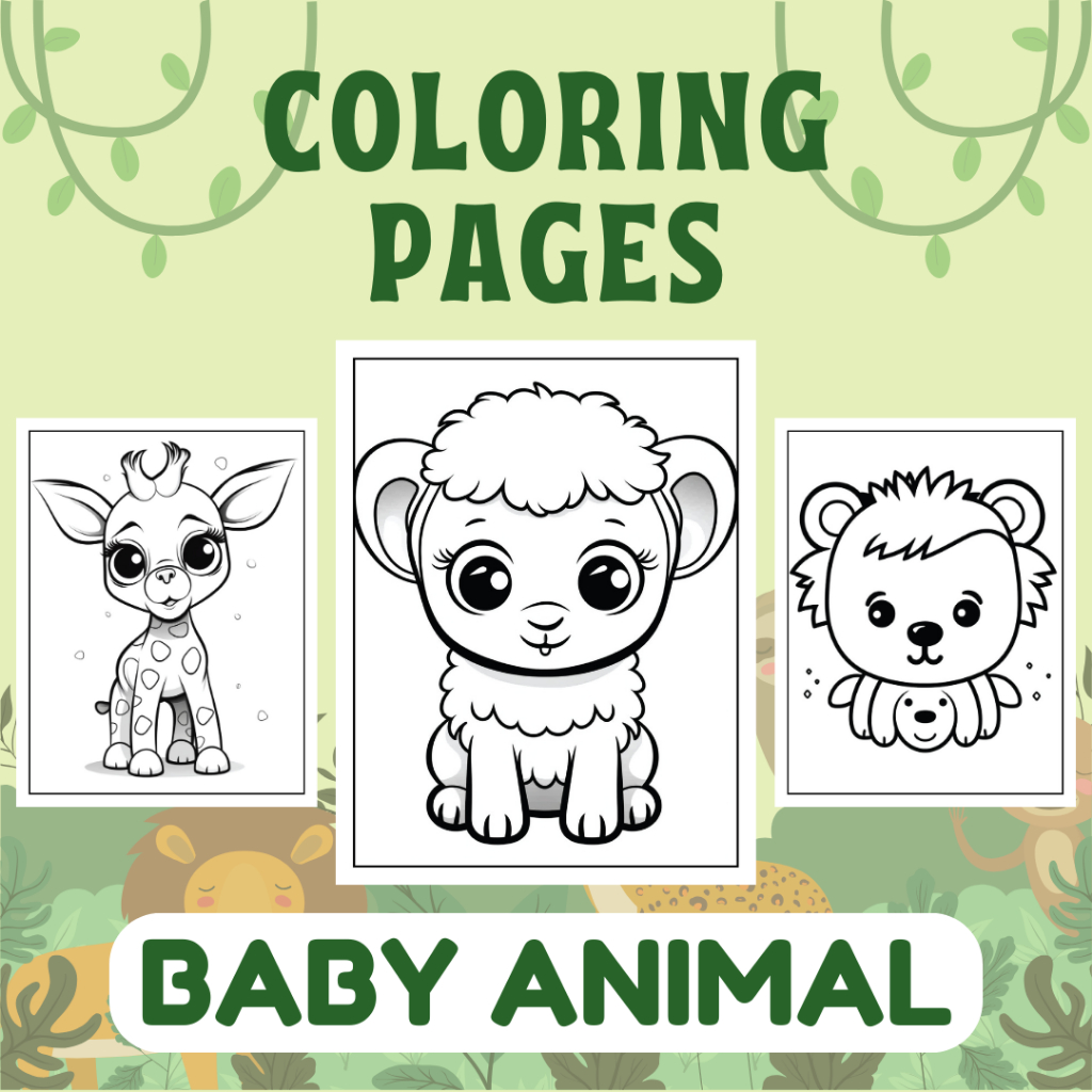 Coloring Book - 50 pages Cute Baby Animal Coloring Pages for Kids ...