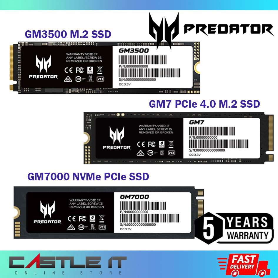 ACER Predator GM7000 GM7 GM6 GM3500 M.2 SSD 4TB 2TB 1TB 512GB NVMe PCIe Gen4 Gen3 Heatsink ...