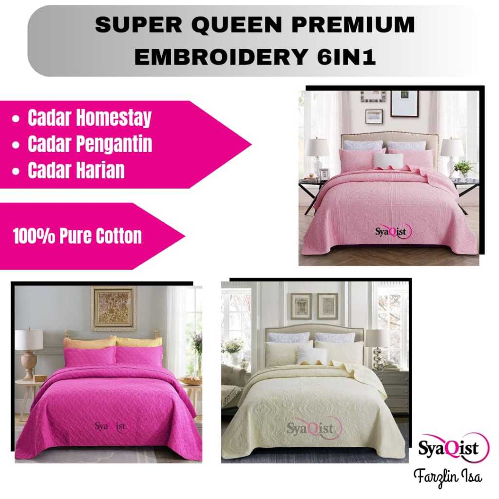 Cadar Patchwork / Super Queen Premium Embroidery 6in1 / Cadar Quilt ...