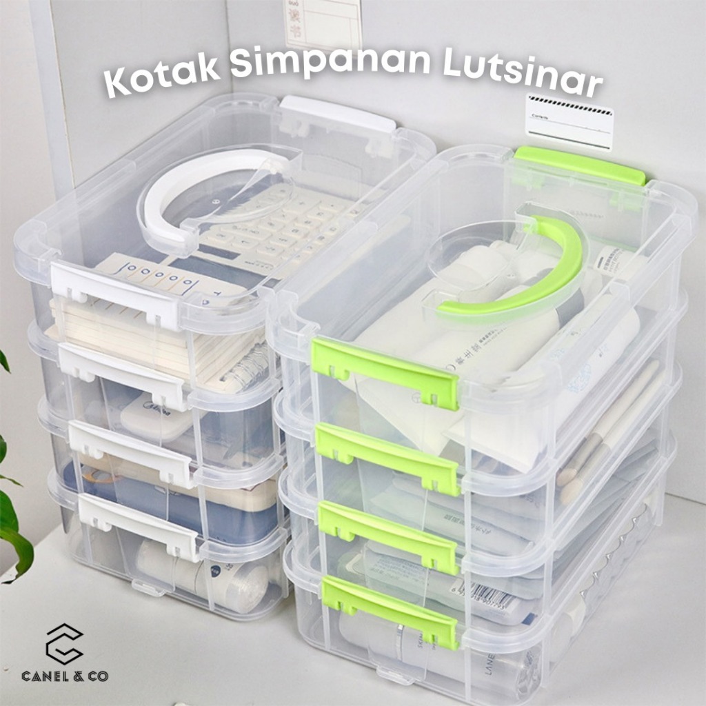 4 Layers Container Transparent Stacking Storage Box Stationery ...