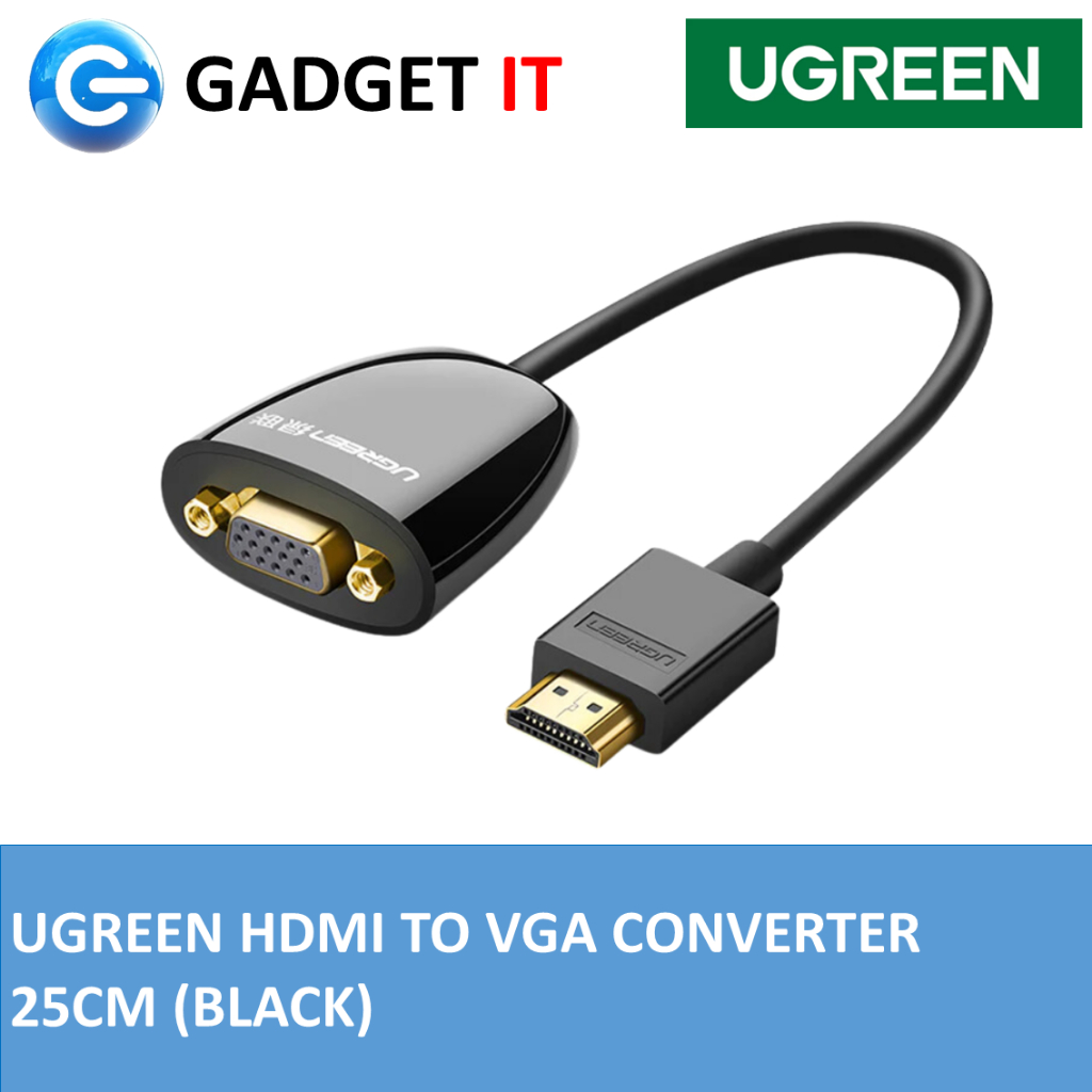 UGREEN HDMI TO VGA CONVERTER 25CM (BLACK) (ADP-UG-MM103-40248) | Shopee Singapore
