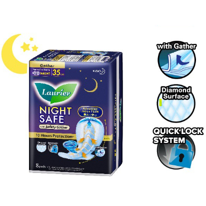 LAURIER Night Safe Wing with Gathers (35cm/40cm x 8s) | Shopee Singapore