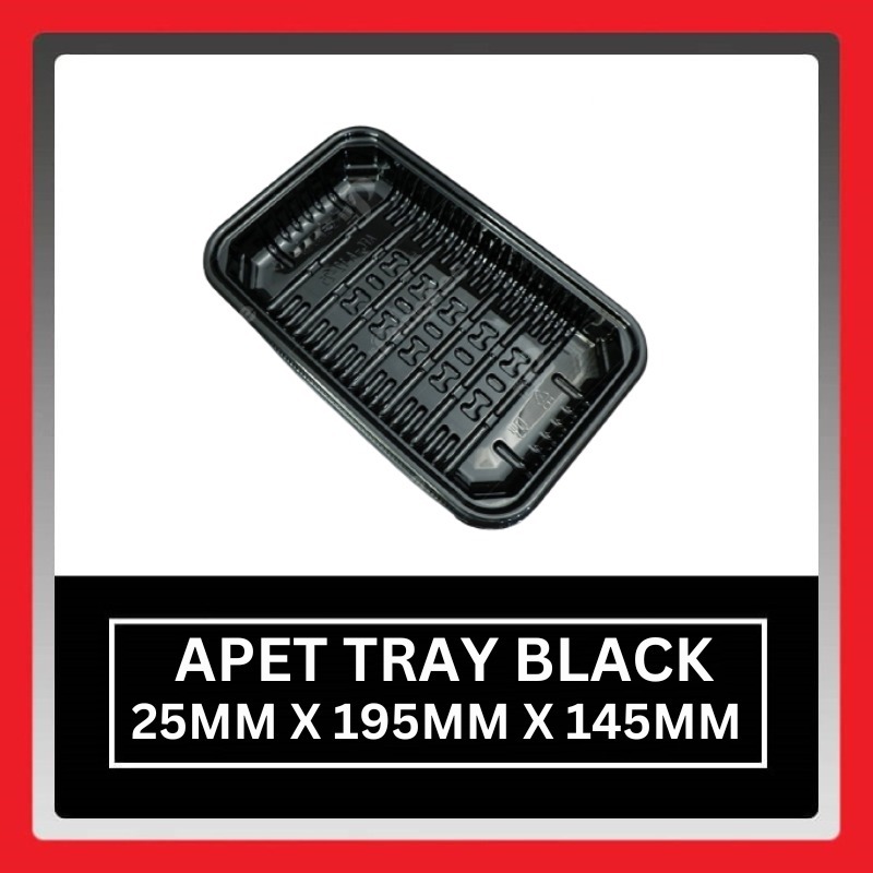 APET Tray Hitam / Dulang Makanan Plastik 25mm x 195mm x 145mm (50pcs ...