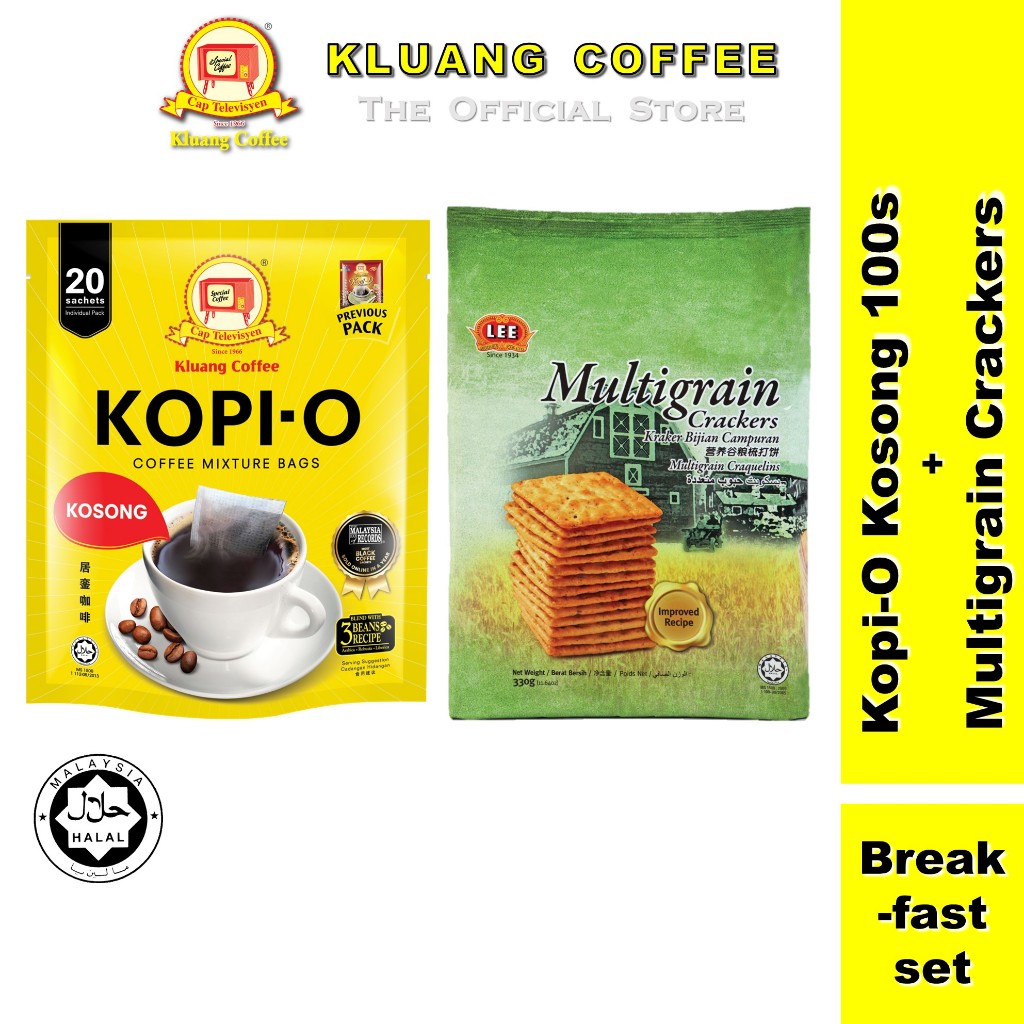 Kluang Coffee Cap TV Kopi O 20 sachets with Multigrain Crackers ...