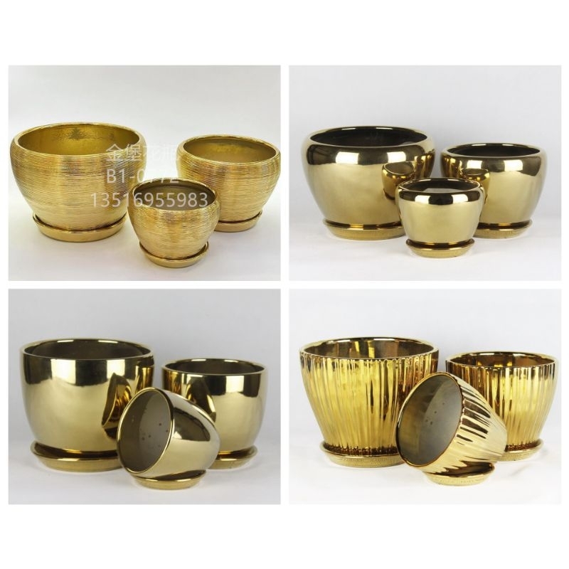 New Arrival High Quality Gold Ceramic Vase / Pasu Bunga Seramik ...