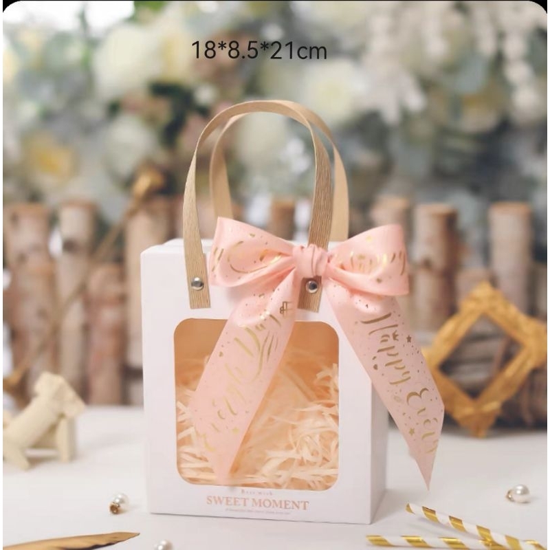 Bag with premium shredded paper&Ribbon+Thank you card | Shopee Singapore