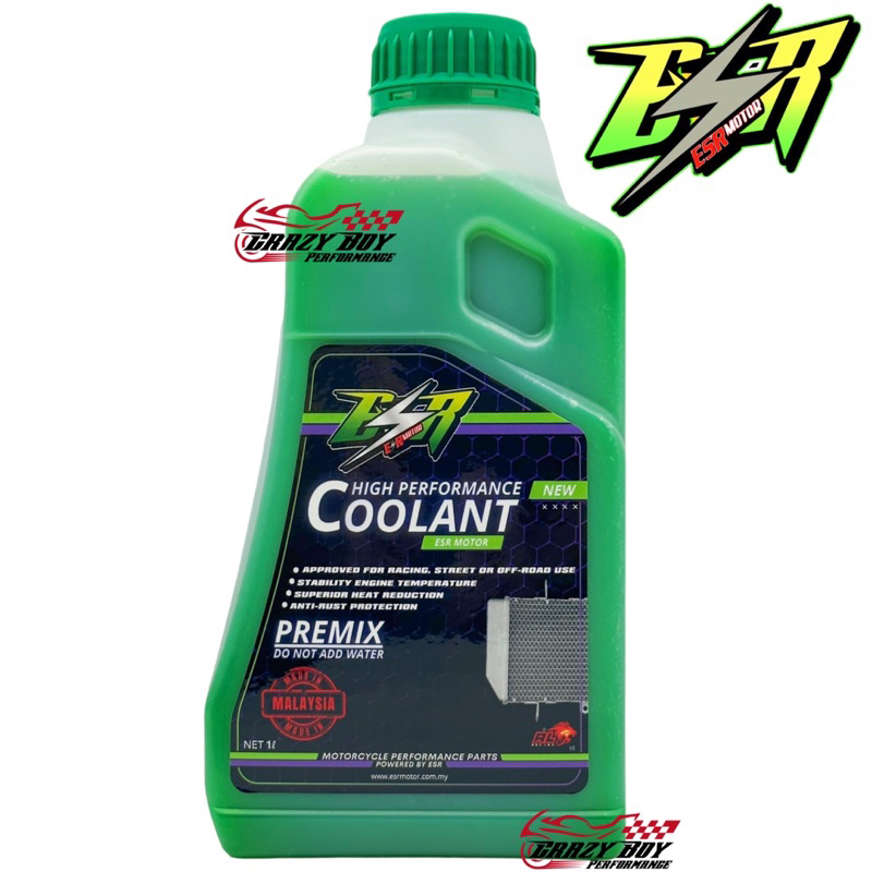 ESR COOLANT HIGH PERFORMANCE COOLANT PREMIX 1L 1 LITRE GREEN ESR MOTOR ...