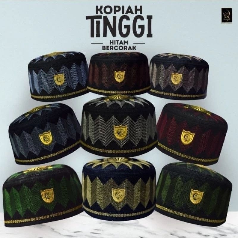 HIGH KOPIAH / LOGO KOPIAH COLOR EMBROIDERED PATTERN (BLACK VERSION ...