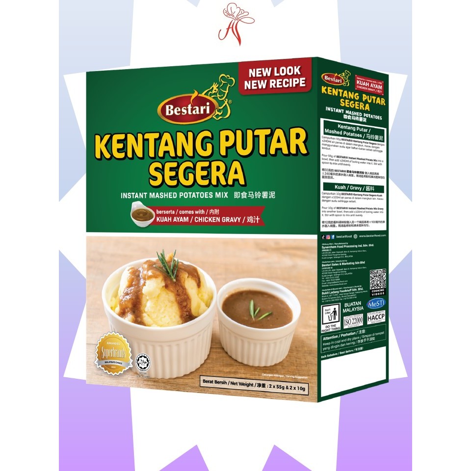 Bestari Instant Mashed Potato Mix Chicken Gravy 110g (55Gx2'S) | Shopee ...