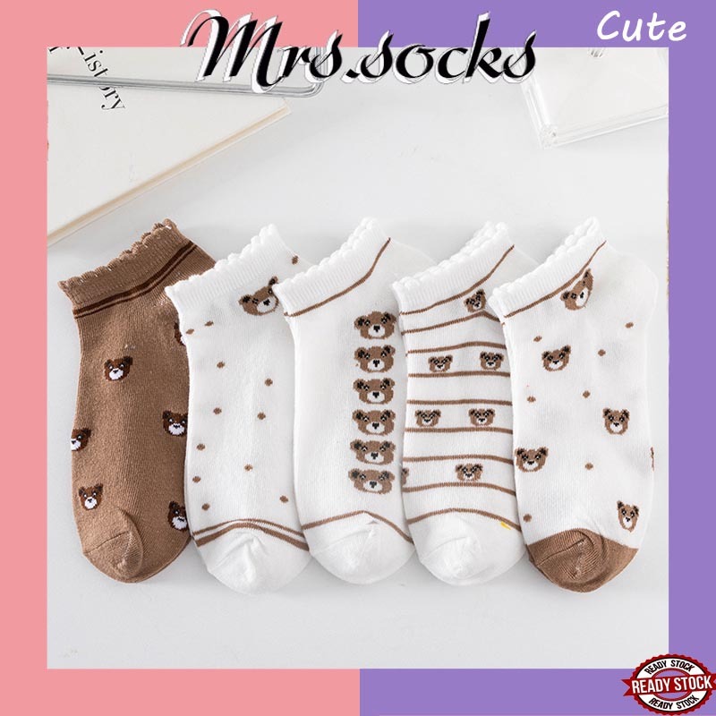 Mrs.socks Bear Corak Cute Socks Ankle Socks Women Stokin Pendek ...