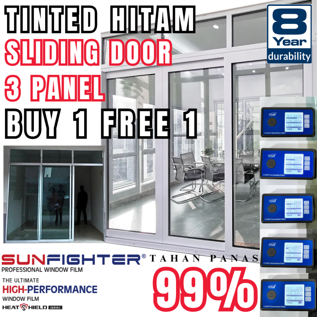 Sliding Door 99% Tahan Panas Tinted Hitam BUY 1 FREE 1 Tinted 3 Panel ...