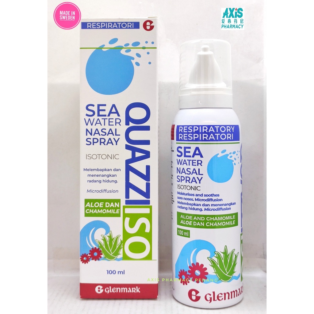 GLENMARK QUAZZIISO SEA WATER NASAL SPRAY ISOTONIC ALOE and CHAMOMILE ...