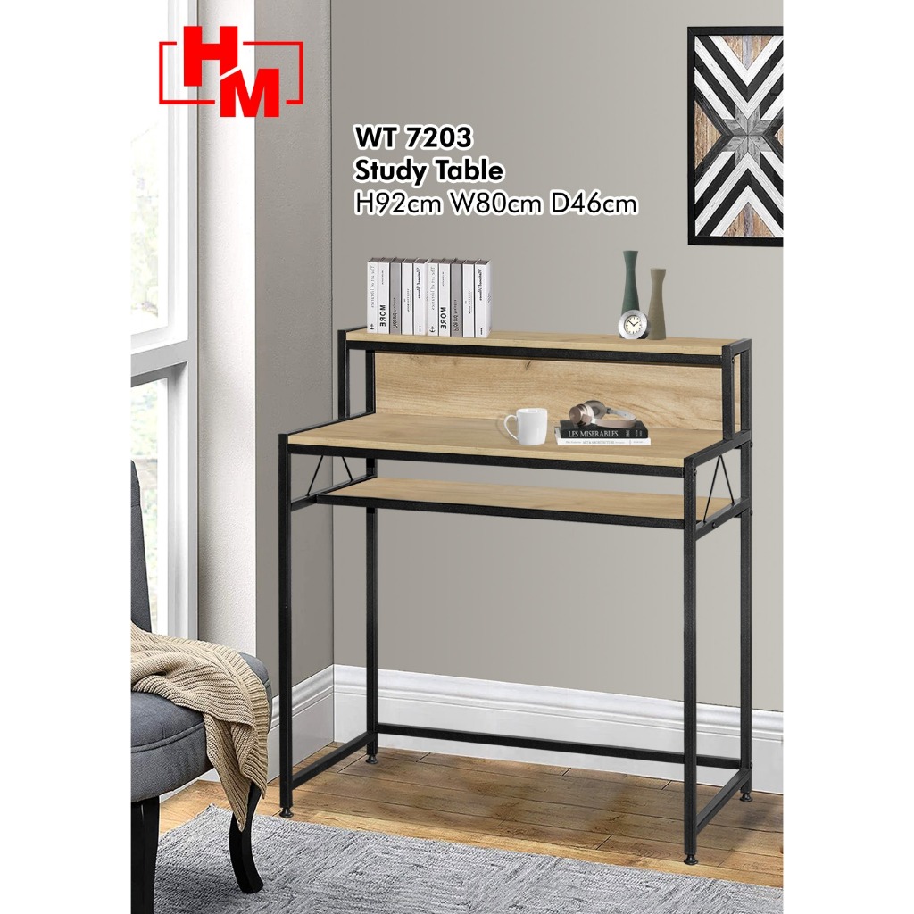 HM Home 80cm Drawer Top Shelves Study Desk Writing Table Meja Belajar ...