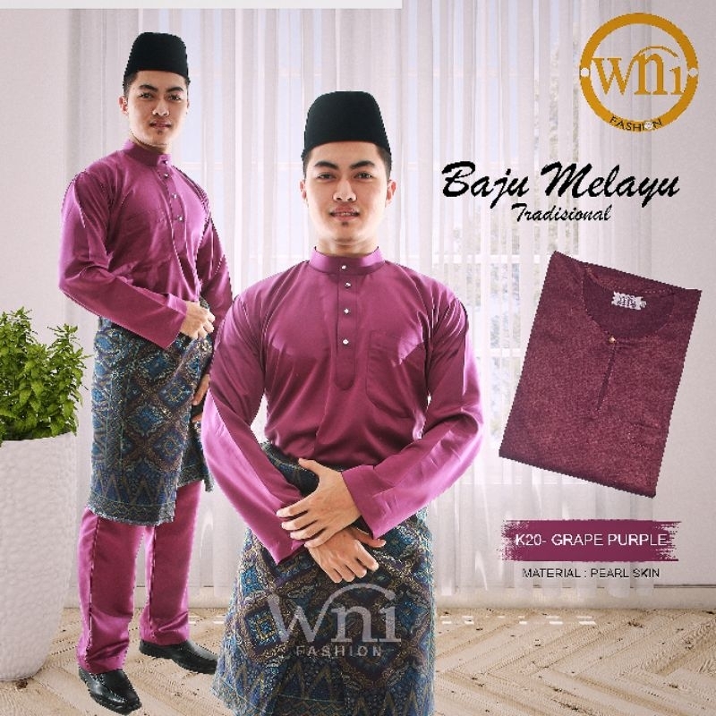 BAJU MELAYU TRADISIONAL GRAPE PURPLE (BERPESAK) | Shopee Singapore
