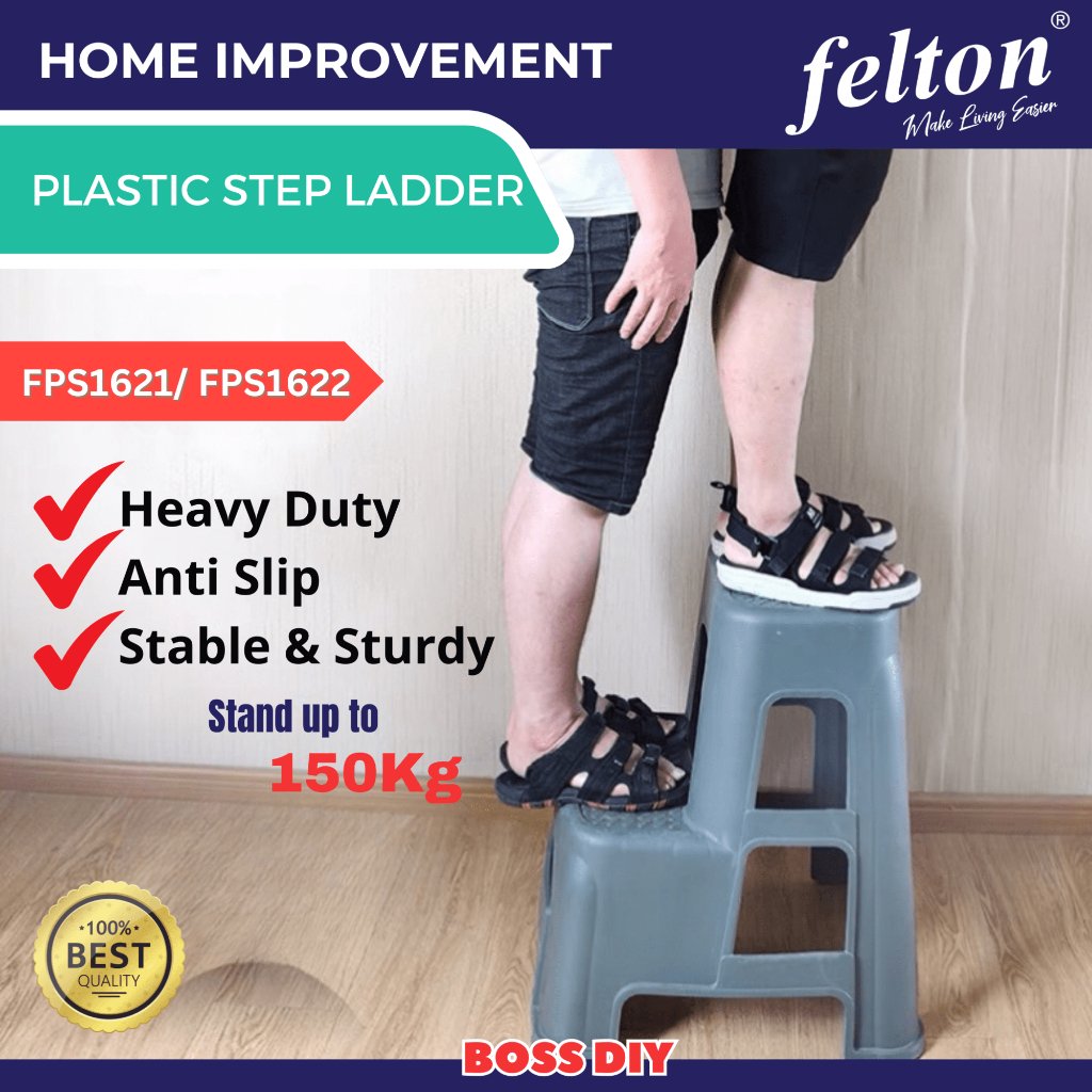 FELTON Plastic Step Ladder 2 Steps Chair Ladder Tangga Plastik FPS1622 ...