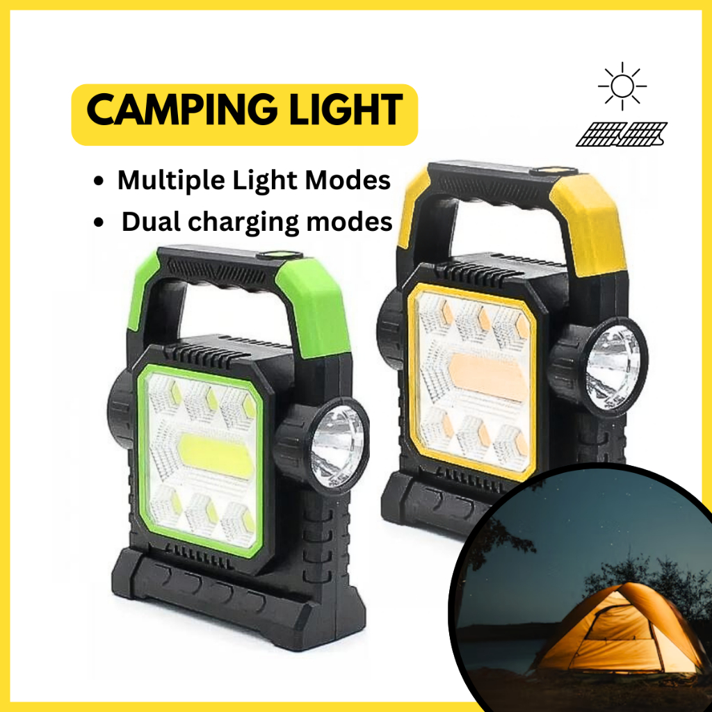 COB+LED Solar Camping Light Portable Tent Lamp Rechargeable Portable ...