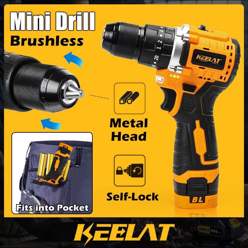 KEELAT Cordless Drill Set Brushless Drill Impact Drill Bigger Heavier ...