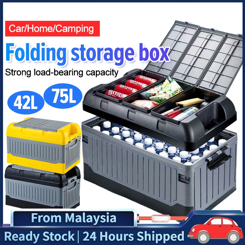75/42 Collapsible Car Boot Storage Box Foldable Container- Black ...