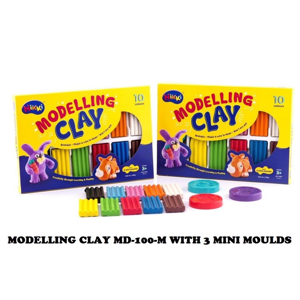 NIKKI MODELLING CLAY WITH 3 MINI MOULDS (MD-100-M) | Shopee Singapore