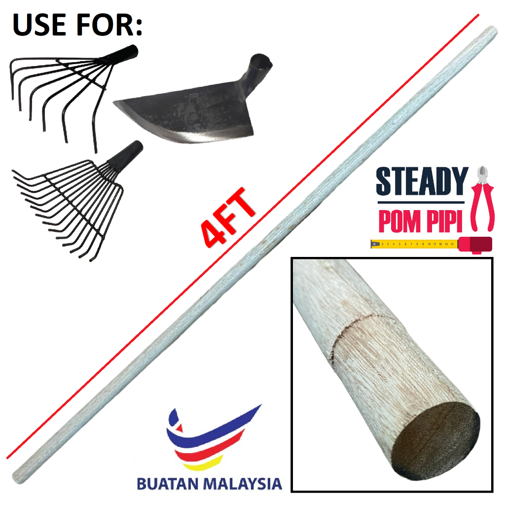 4ft TAJAK HANDLE/Scraper Rod/LONG WOOD RAKE HANDLE | Shopee Singapore