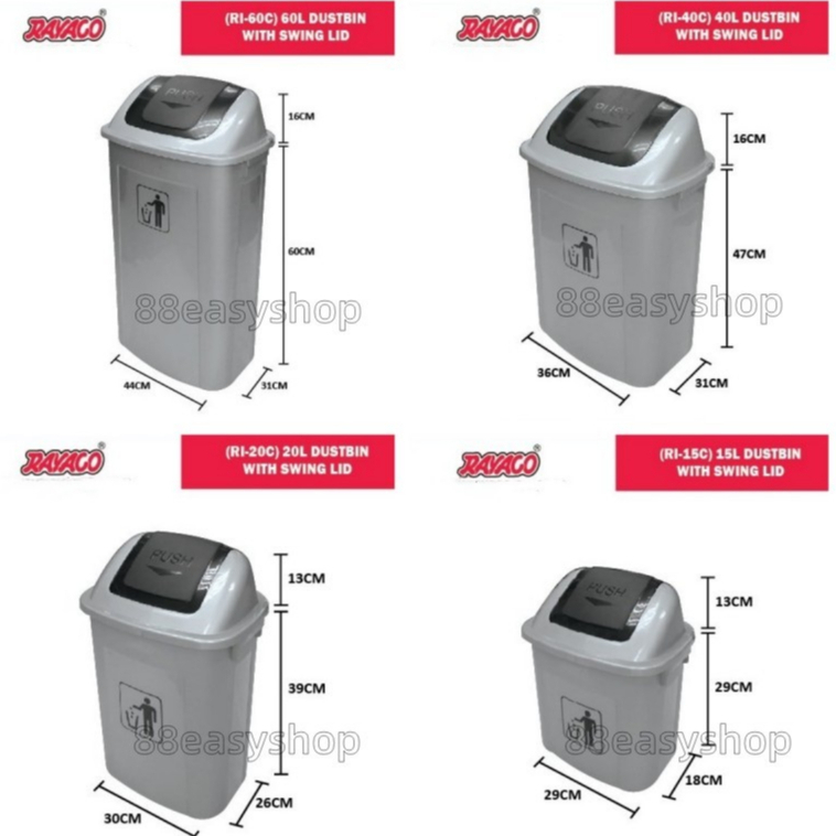 Swing Dustbin / Swing Top Bin With Swing Lid / 15L/20L/40L/60L BIN ...