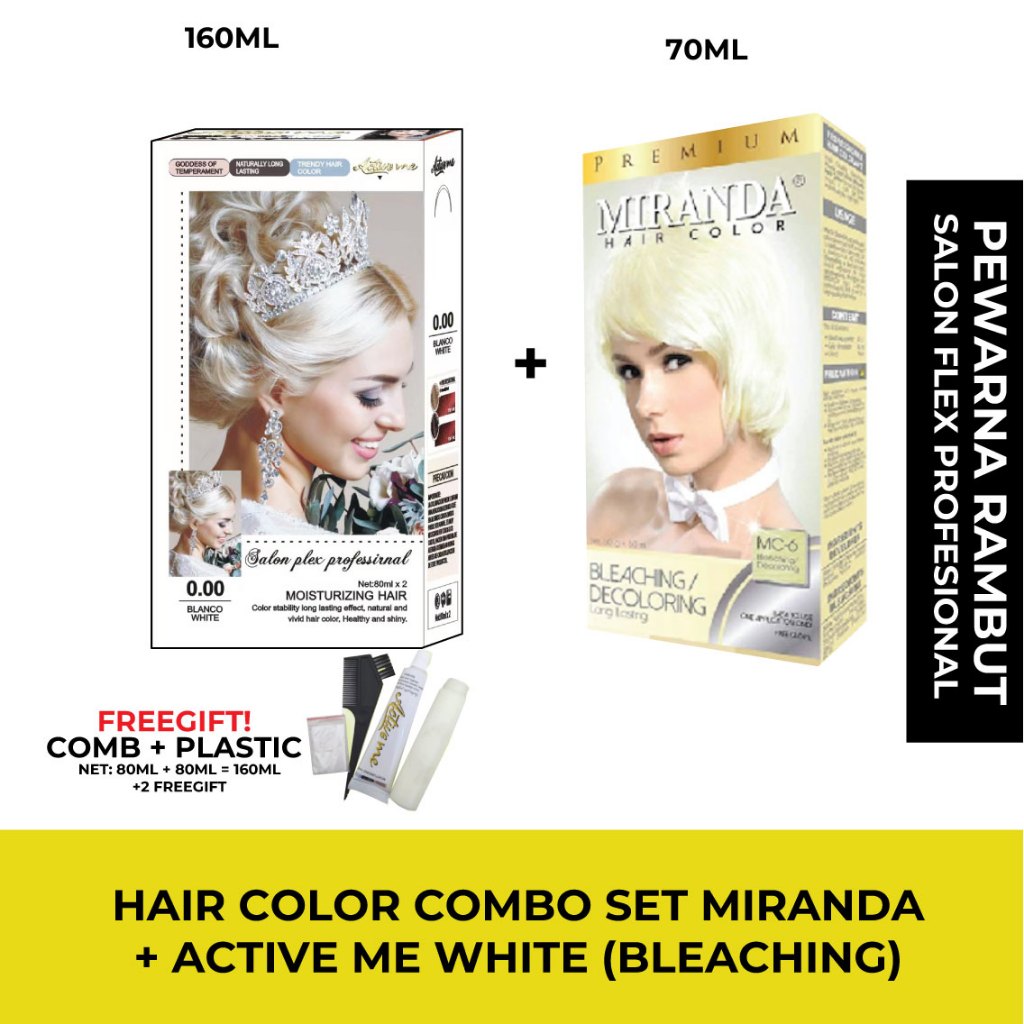 HAIR COLOR COMBO SET PADU MIRANDA 70ML + ACTIVE ME 160ML WARNA BLEACH ...