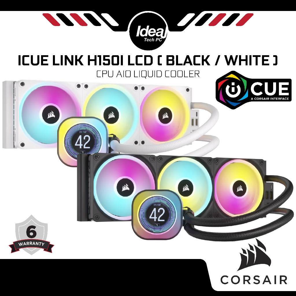 CORSAIR ICUE LINK H150I LCD | Black / White | CPU AIO Liquid Cooler ...