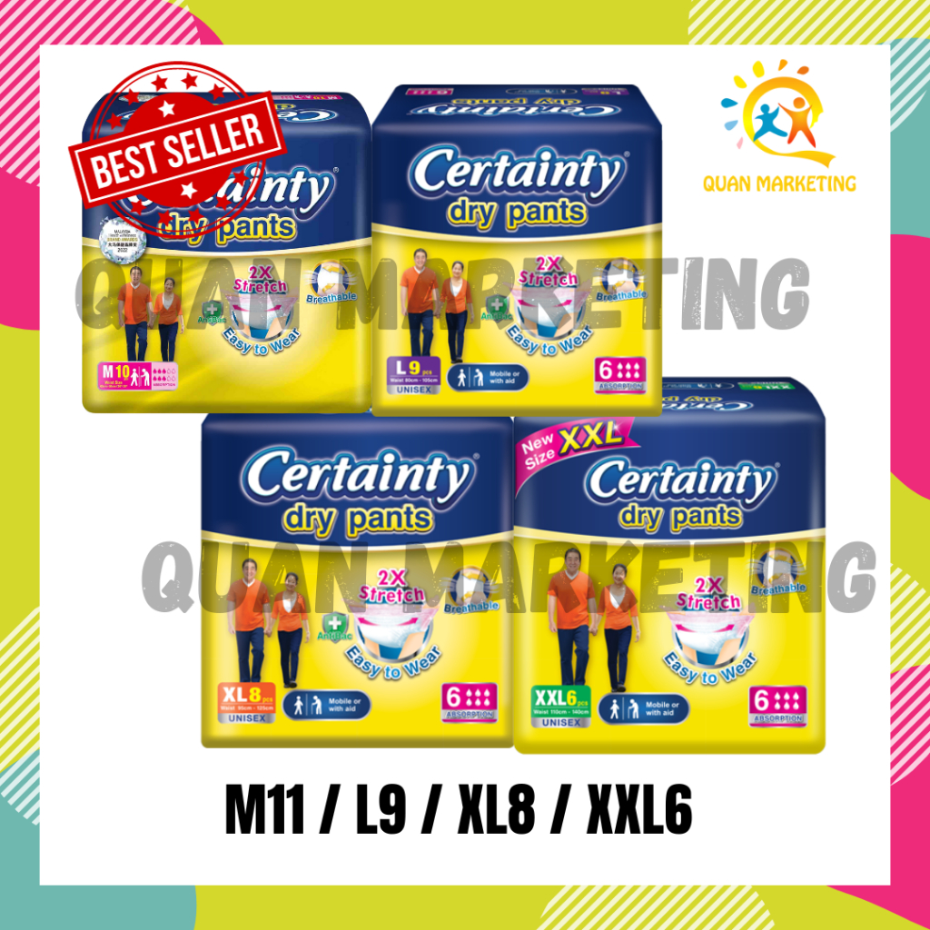 Certainty Adult Dry Pants Diapers - M10/L9/XL8/XXL6 (1 Pack) | Shopee ...