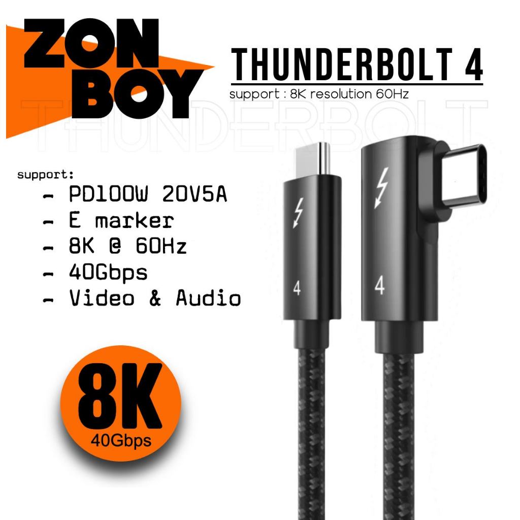 Zonboy 40Gbps Thunderbolt 4 Cable Powerful Performance 8K 60Hz PD 100W ...