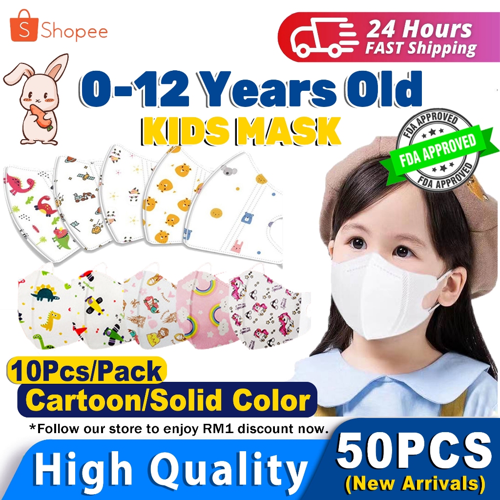 50pcs 3D duckbill face mask for kids Cartoon 3PLY baby mask 4-12 ...