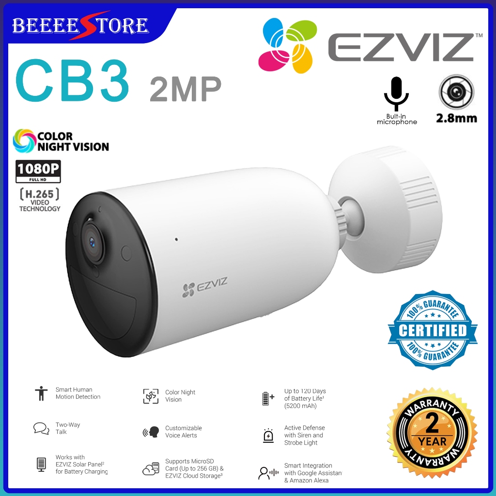 Ezviz CB3 2MP Standalone Battery Powered Smart Human Motion Detection Color Night Vision ...