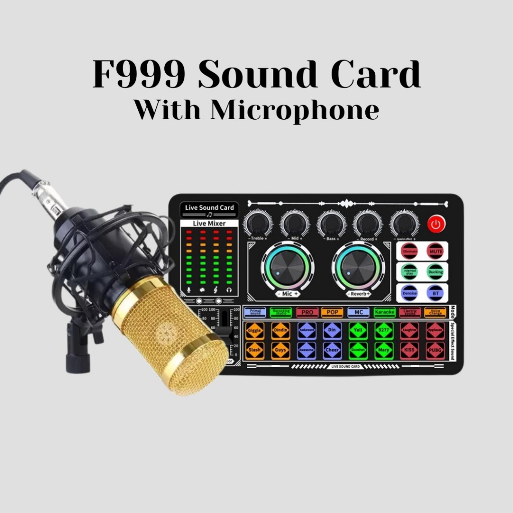 F999 Sound Card Audio Mixer Live Sound Card Voice Changer Mixing ...
