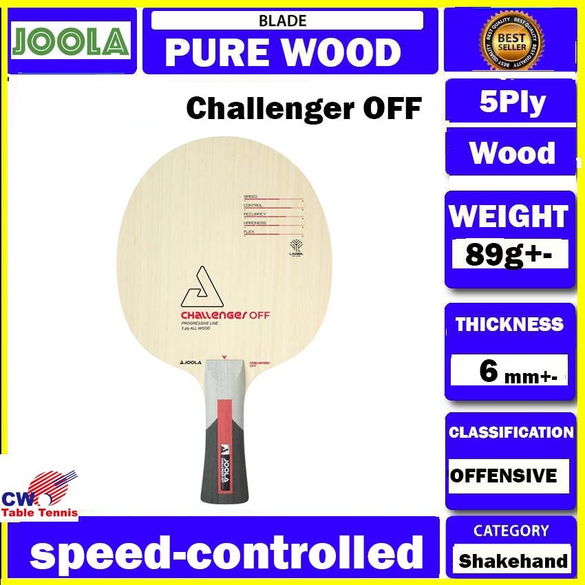 Joola Challenger OFF 5ply pure Wood Bat Wooden Blade Table Tennis ...