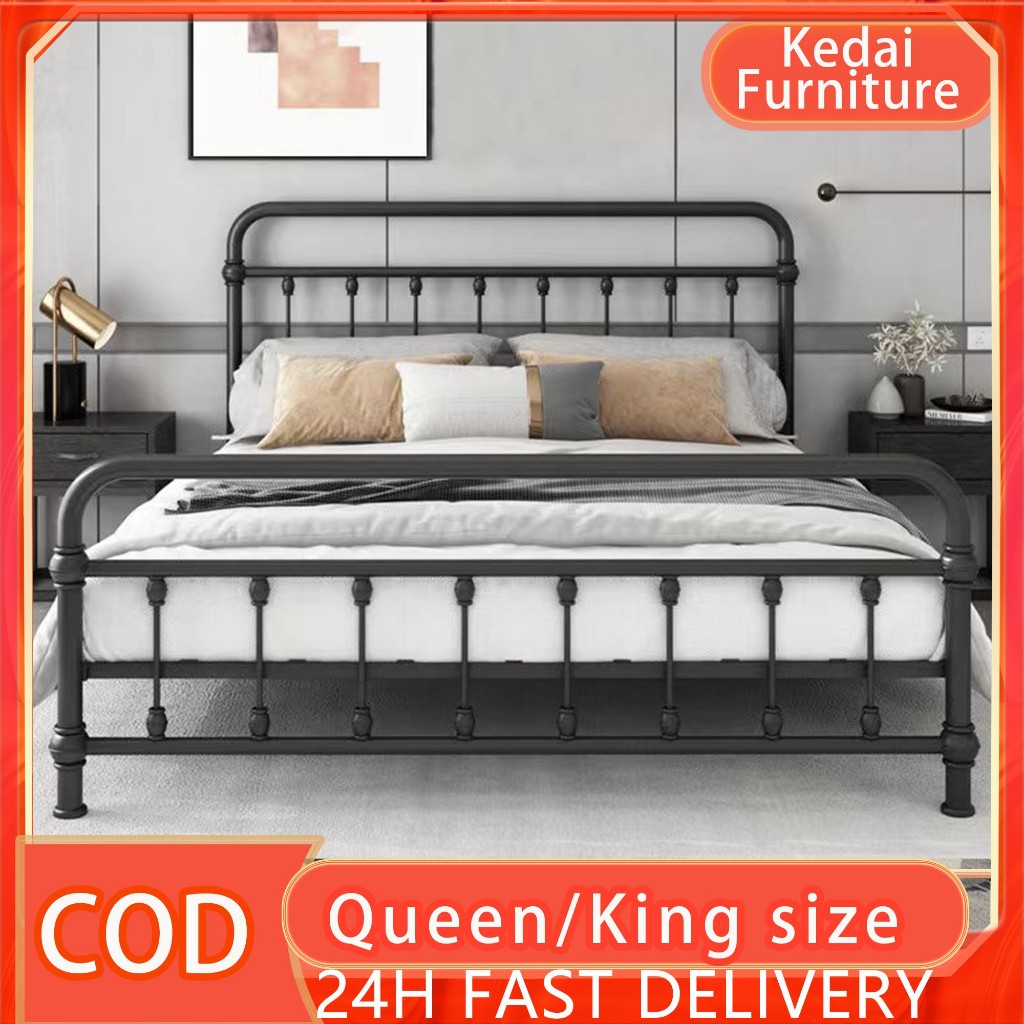 rangka katil besi iron bed metal bed frame Queen size 60*75 inches King ...