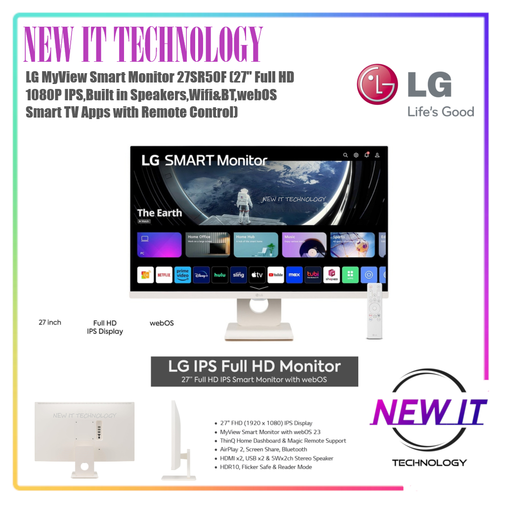 LG MyView Smart Monitor 27SR50F 1080P&32SR85U 4K (IPS,Built in Speakers ...