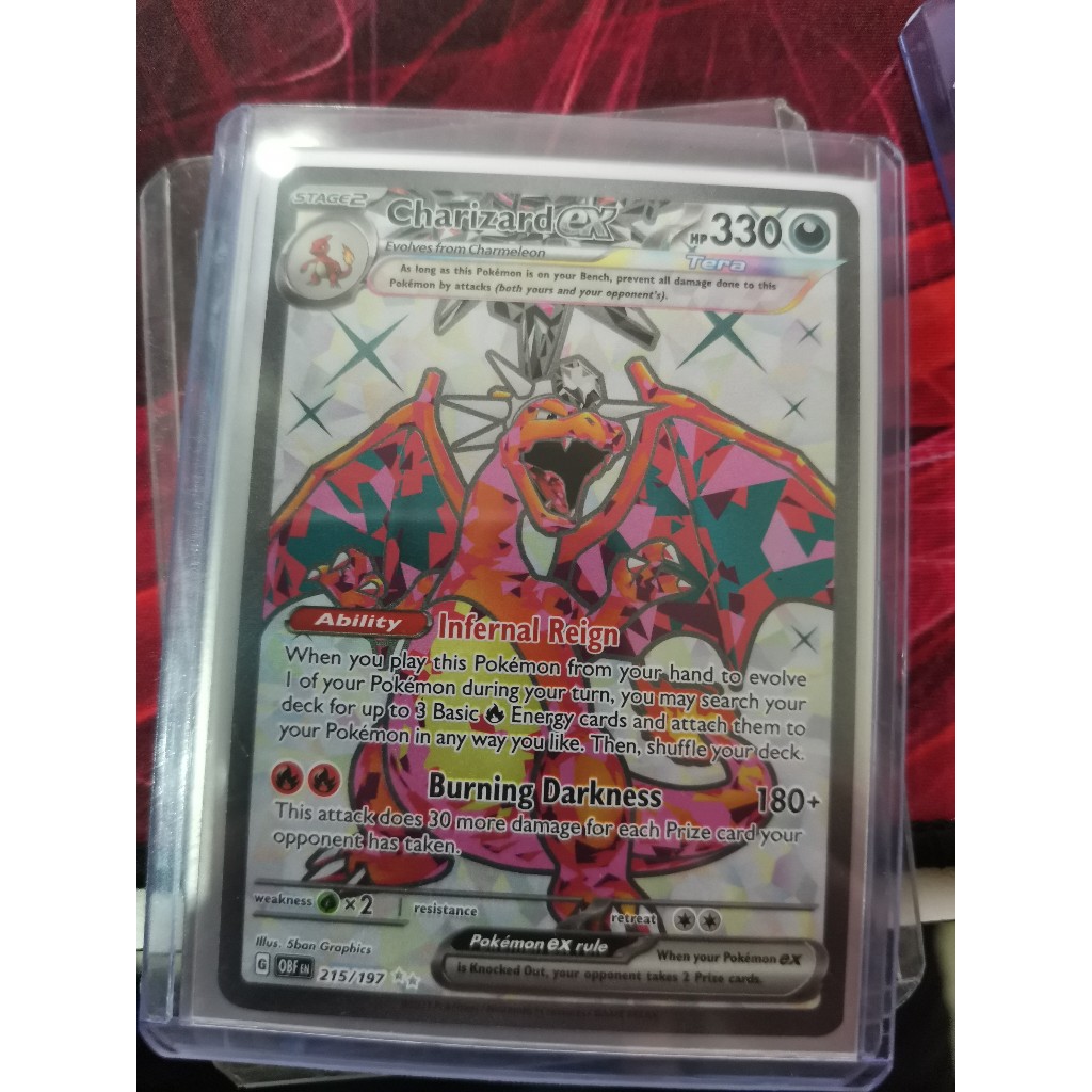 POKEMON CARD OBSIDIAN FLAME CHARIZARD EX FULL ART SECRET 215/197 ...