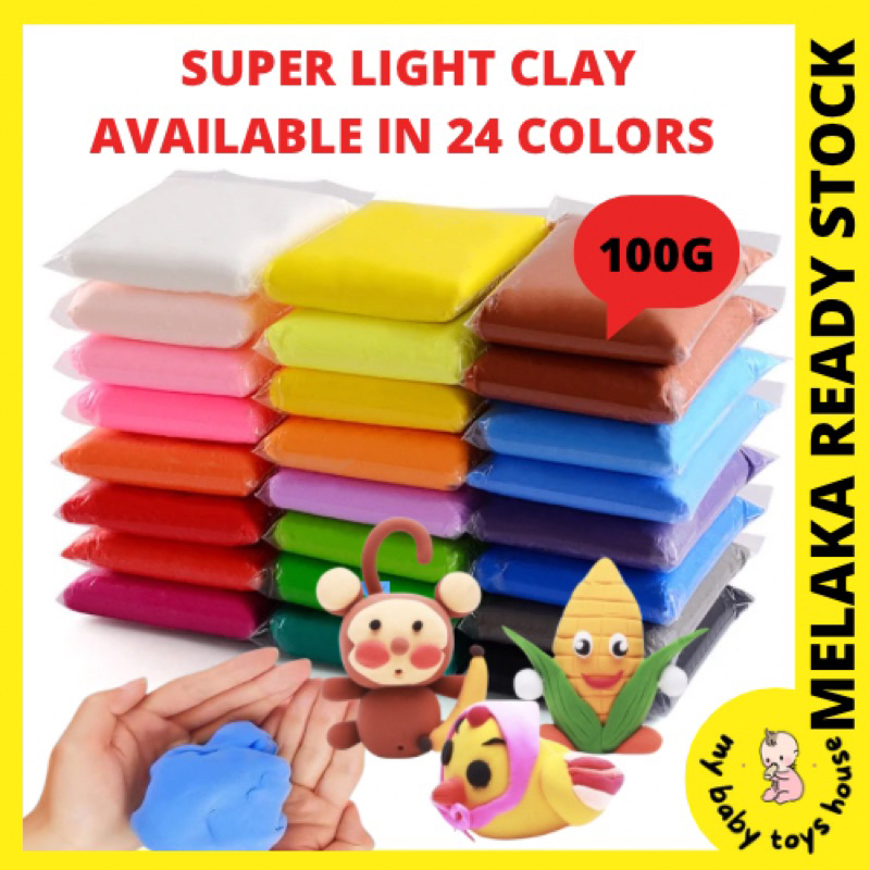 100g Light Clay Air Dry Non-Toxic 24 Colors Butter Slime Plasticine ...
