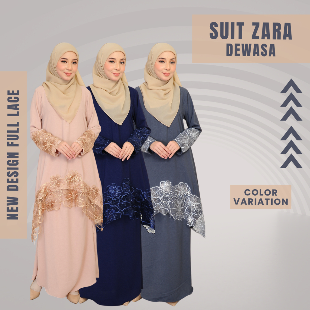 Baju Kurung ZARA lace Material Italian cotton CEY Suit RAYA 2024 Front ...