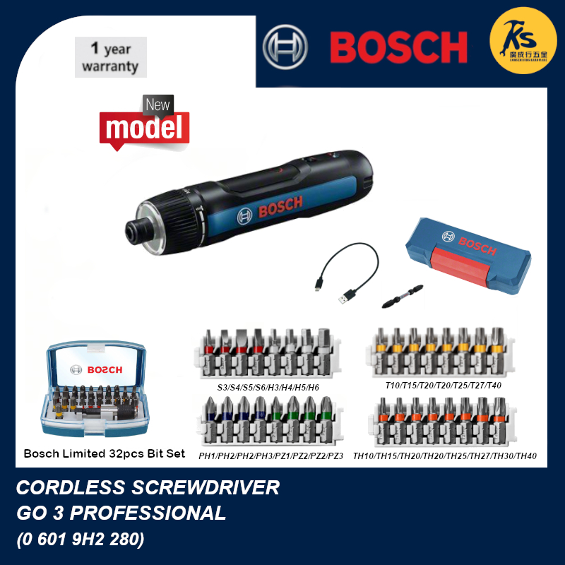 BOSCH GO 3 Cordless Screwdriver Professional ( 0 601 9H2 280 ) | Shopee ...