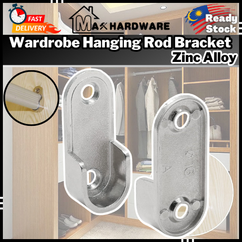 Oval Pipe End Bracket Closet Wardrobe Cloth Hanger Hollow Pole Rod Tube ...