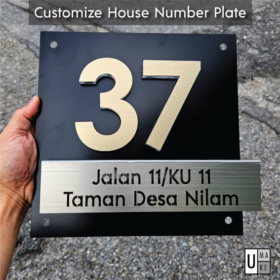 3D Modern Stainless Steel House Number Plate Address Sign Metal Tanda ...