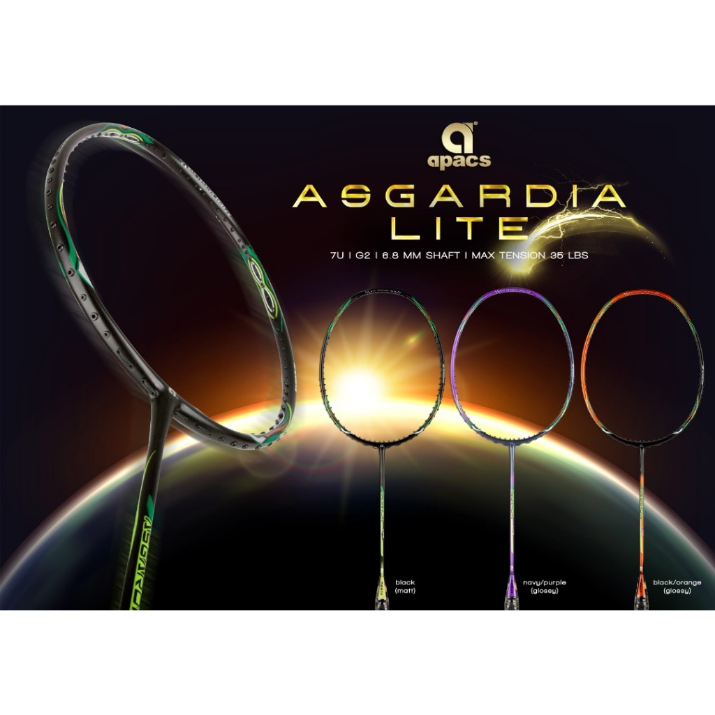 Apacs Asgardia 7U 35lbs Badminton Racket - Lite / Control. (FREE Grip ...