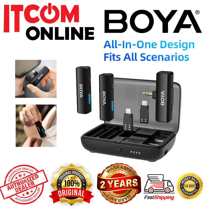 BOYA LINK ALL-IN-ONE DUAL WIRELESS MICROPHONE (MC160BK) | Shopee Singapore