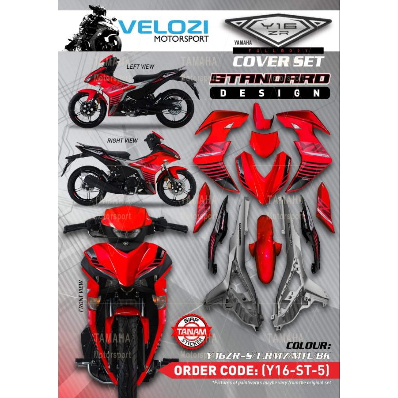 Yamaha Y16 Y155 VVA merah purba red cover set (sticker tanam) | Shopee ...