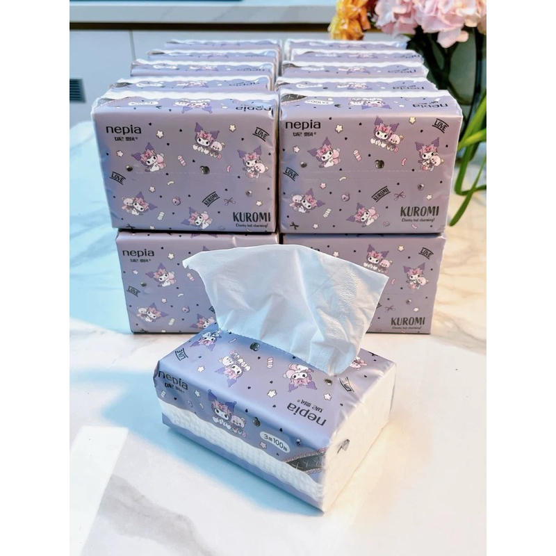 Nepia kuromi 3ply 100pcs tissue pack3层100抽原生木浆纸巾 | Shopee Singapore