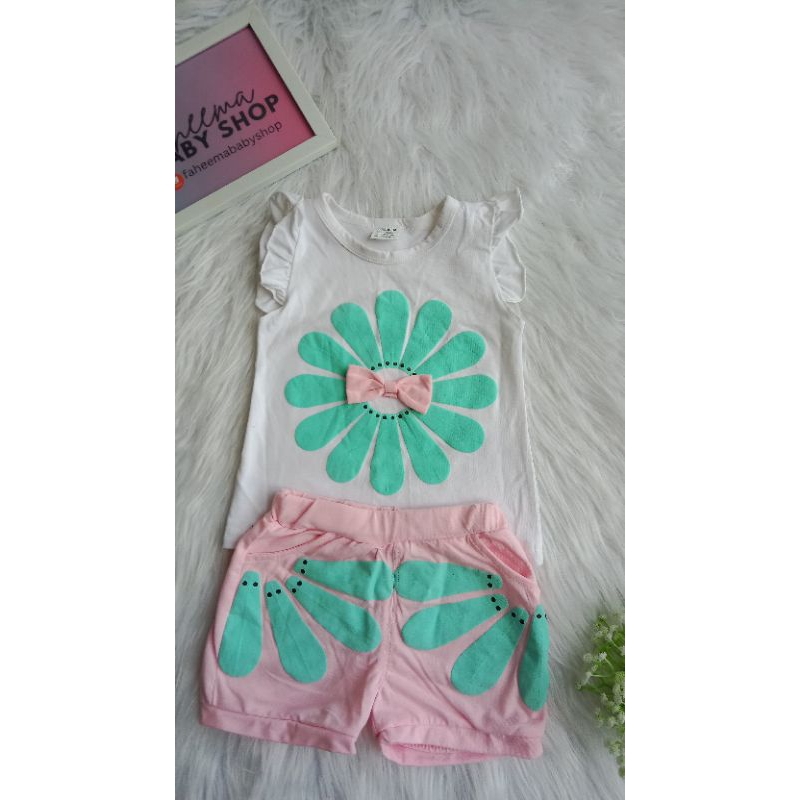 Set Baju Budak Perempuan Bunga Playset Girl Baju Raya Kanak Fashion ...