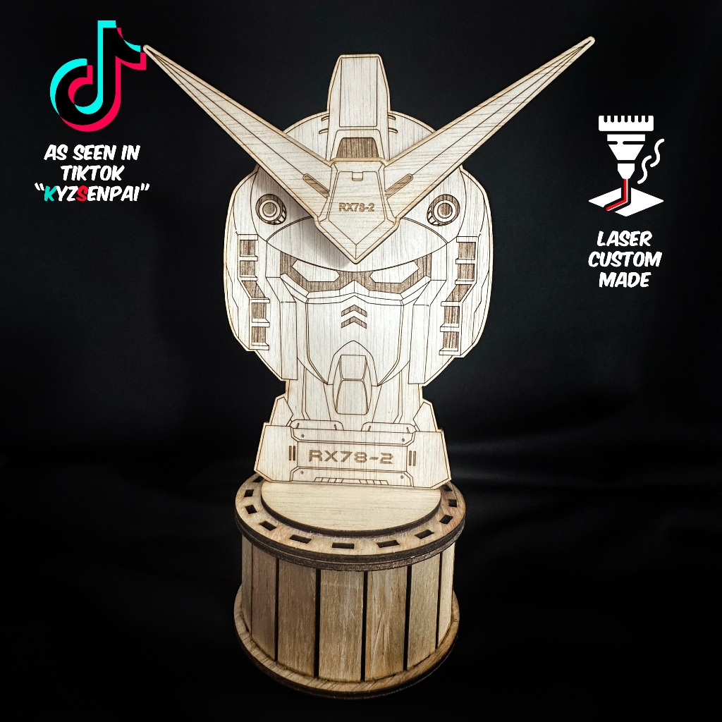 Gundam RX78-2 Head Wood Laser Engrave Deco Craft Gunpla Custom, Ukiran ...