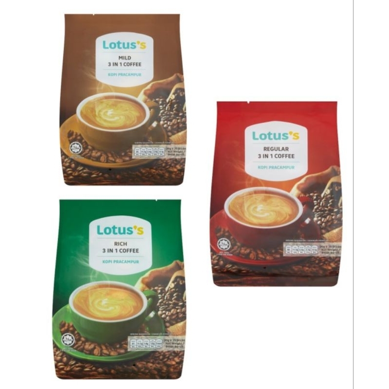 LOTUS Mild/Rich/Regular 3in1 Coffee/ Latte Caramel 3in1 Coffee /Kopi ...