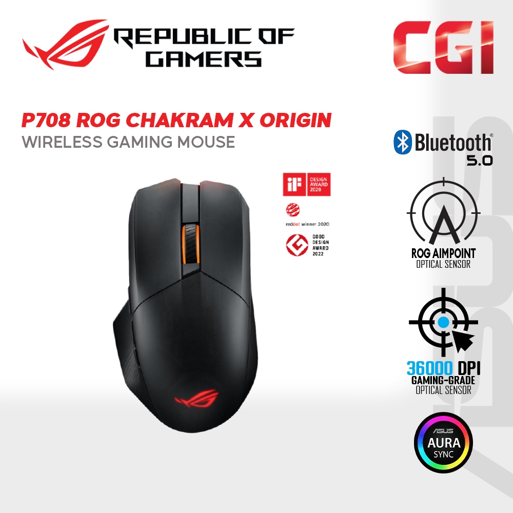 Asus ROG P708 Chakram X Origin Aimpoint 36,000 DPi Tri-Mode Wireless ...